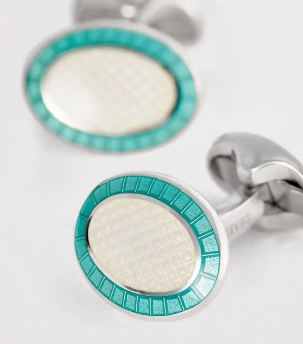 DEAKIN & FRANCIS Sterling Silver Enamel Cufflinks - Blue