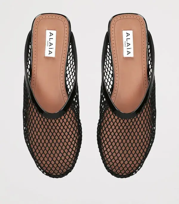 Alaïa Fishnet Mules - Black