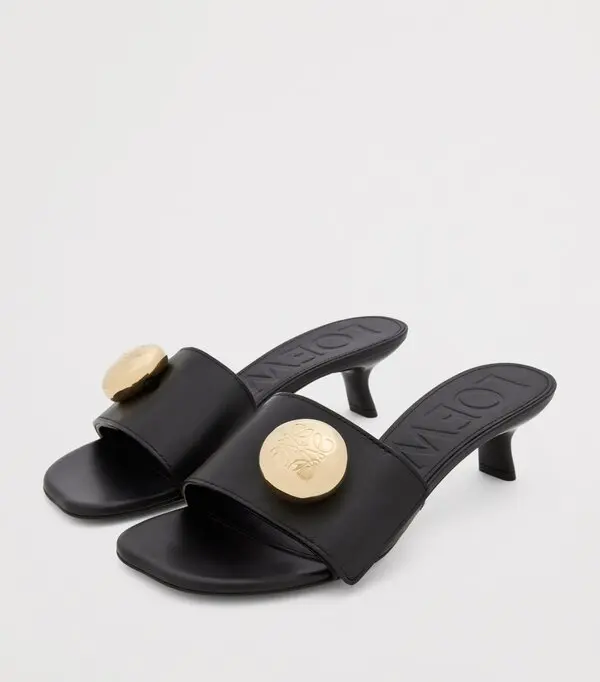 Loewe Leather Pebble Heeled Mules