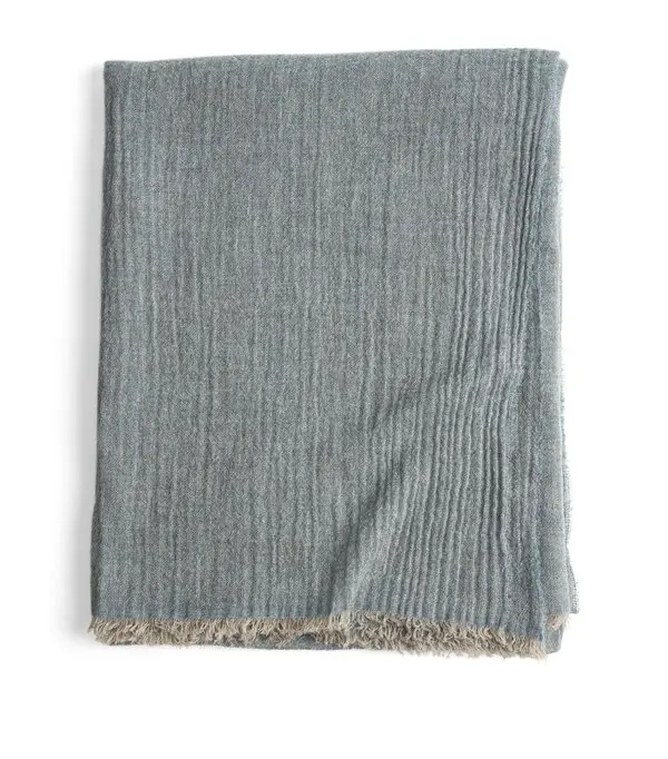 OYUNA Cashmere Woven Esra Throw - Blue
