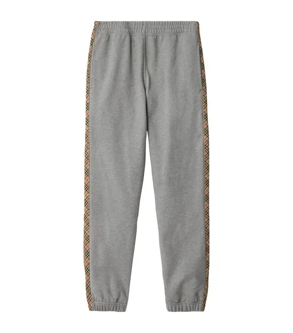 Burberry Cotton Check-stripe Slim Sweatpants - Grey