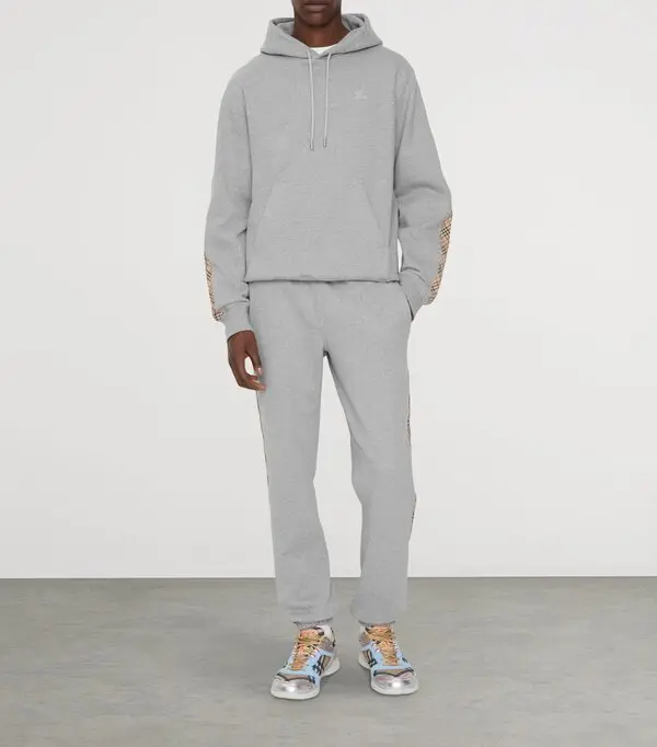 Burberry Cotton Check-stripe Slim Sweatpants - Grey