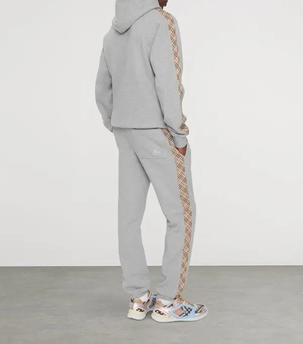 Burberry Cotton Check-stripe Slim Sweatpants - Grey