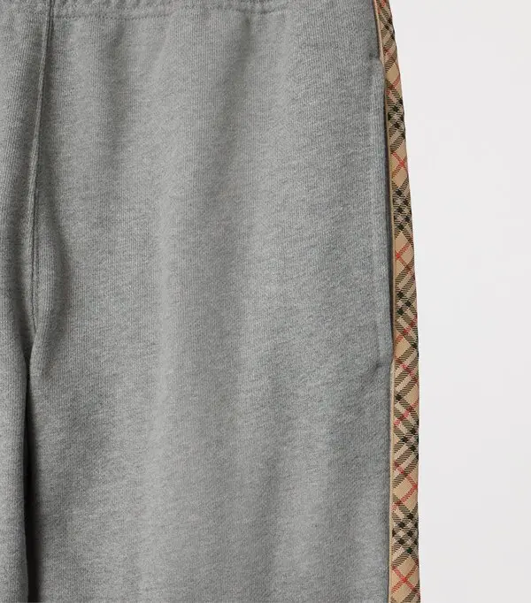 Burberry Cotton Check-stripe Slim Sweatpants - Grey