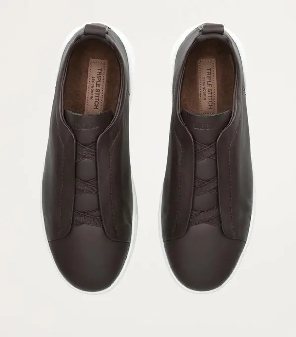 Zegna Shearling Triple Stitch Secondskin Sneakers - Brown
