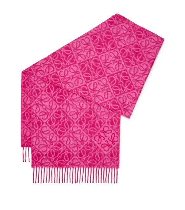 Loewe Wool-cashmere Anagram Scarf - Pink