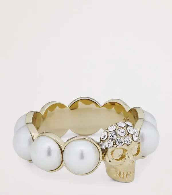 Alexander McQueen Faux Pearl And Skull Ring