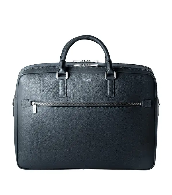 SERAPIAN Leather Double Briefcase - Navy
