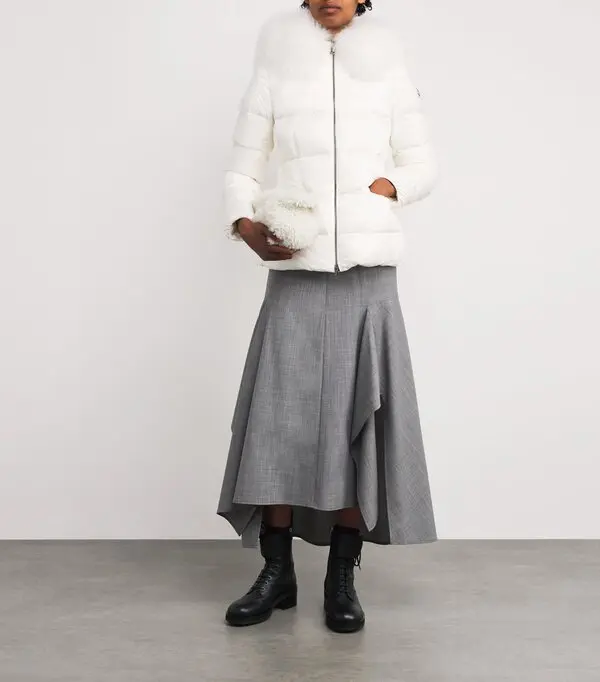 Moncler Shearling-trim Boed Puffer Jacket - White