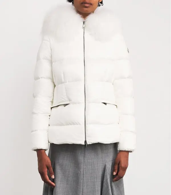 Moncler Shearling-trim Boed Puffer Jacket - White