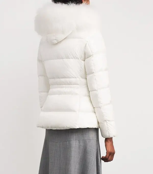 Moncler Shearling-trim Boed Puffer Jacket - White