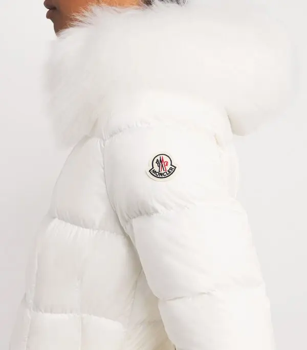 Moncler Shearling-trim Boed Puffer Jacket - White