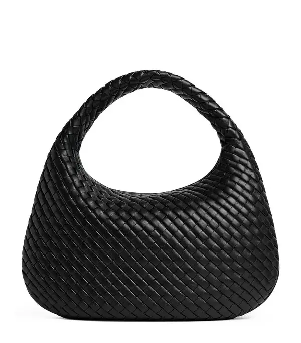 Bottega Veneta Intrecciato Leather Veneta Shoulder Bag - Black