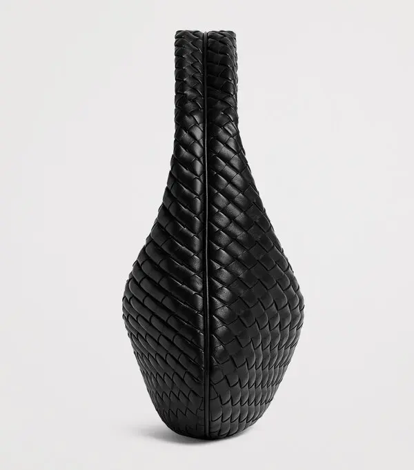 Bottega Veneta Intrecciato Leather Veneta Shoulder Bag - Black