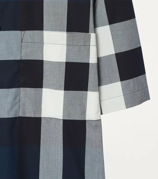 Burberry Cotton Enlarged-check Short-sleeve Shirt - Navy