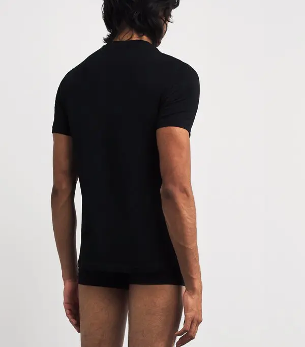 Emporio Armani Stretch-cotton Eagle Logo V-neck T-shirt - Black