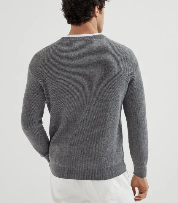Brunello Cucinelli Cashmere Ribbed Sweater - Grey