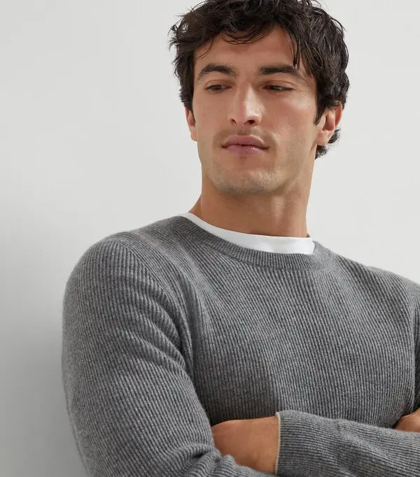 Brunello Cucinelli Cashmere Ribbed Sweater - Grey