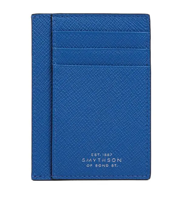 Smythson Panama Leather Compact Card Holder - Blue