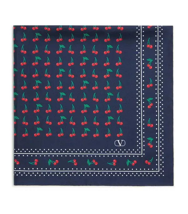 Valentino Garavani Silk Cherryfic Print Scarf - Blue