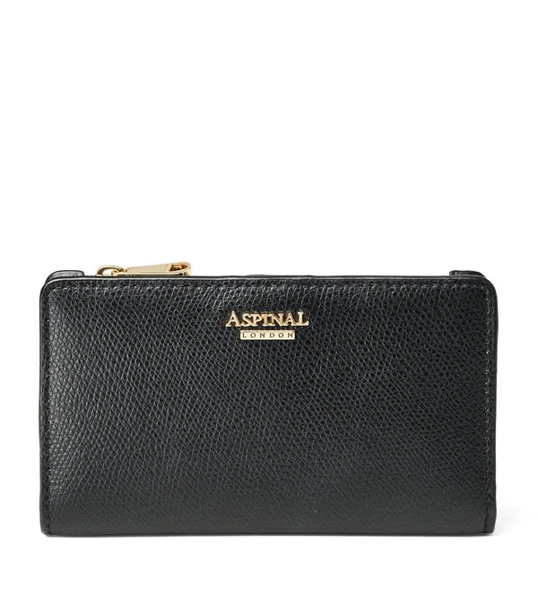ASPINAL OF LONDON Small Leather Mayfair Purse - Black