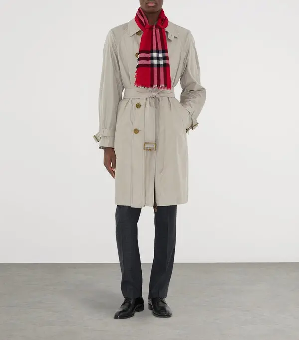Burberry Wool Wide Check Scarf - Red