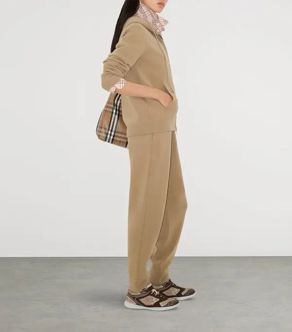 Burberry Cashmere-blend Zip-up Hoodie - Beige