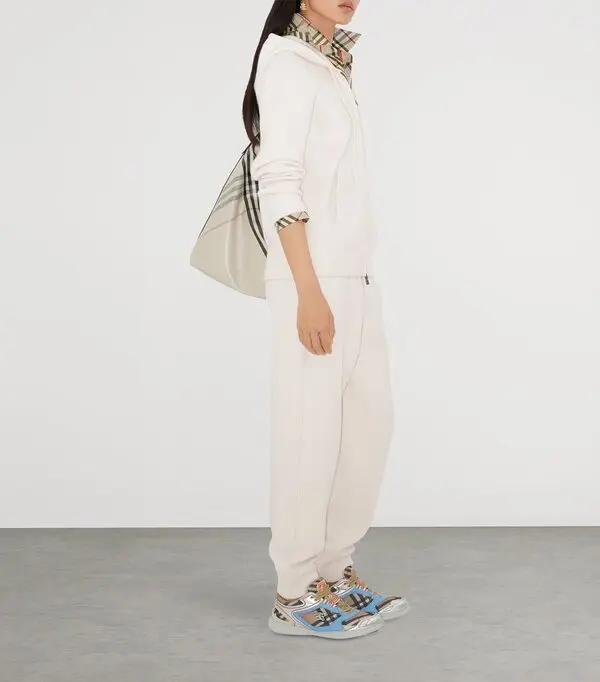 Burberry Cashmere-blend Zip-up Hoodie - White