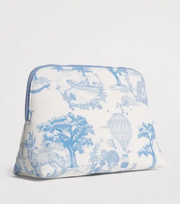 Harrods Toile Half Moon Cosmetic Bag - Blue