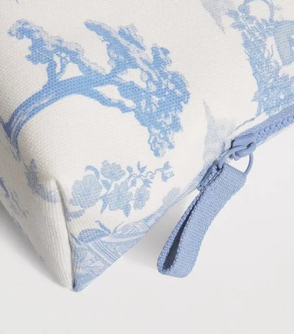 Harrods Toile Half Moon Cosmetic Bag - Blue
