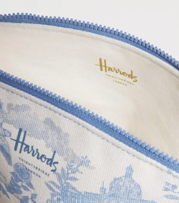 Harrods Toile Half Moon Cosmetic Bag - Blue