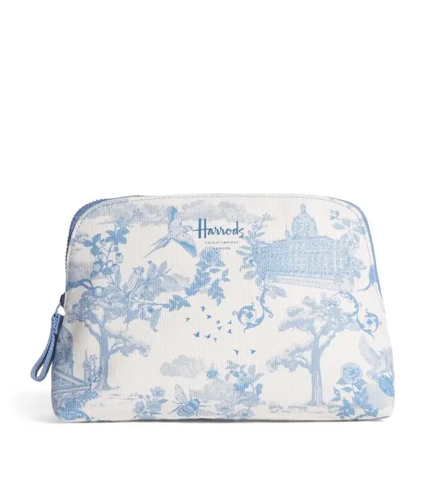 Harrods Toile Half Moon Cosmetic Bag - Blue