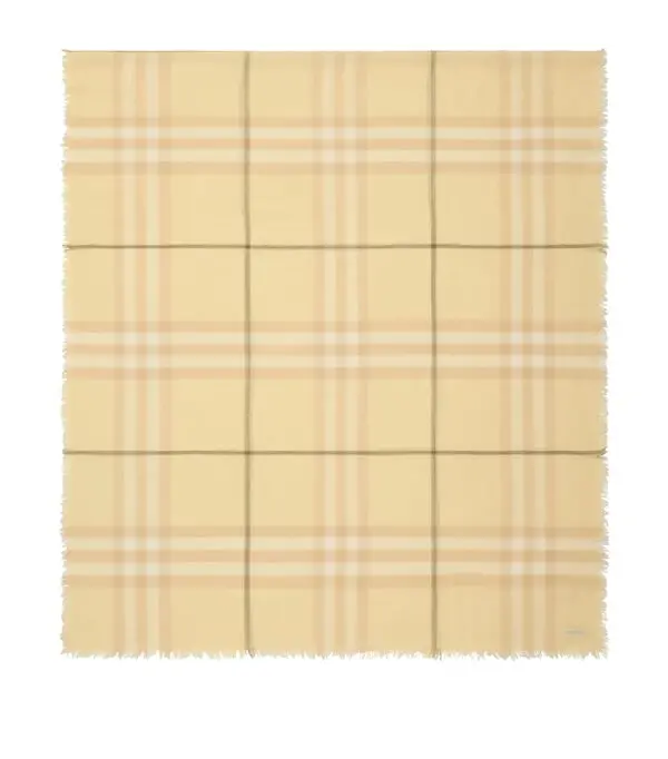 Burberry Wool Wide Check Scarf - Yellow