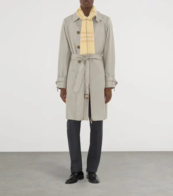 Burberry Wool Wide Check Scarf - Yellow