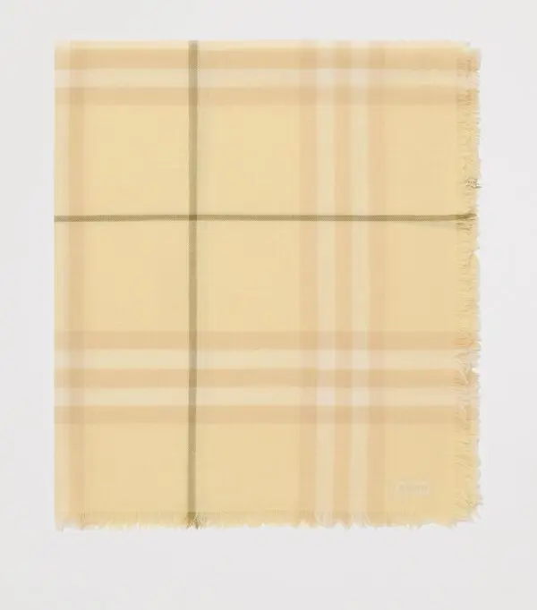 Burberry Wool Wide Check Scarf - Yellow