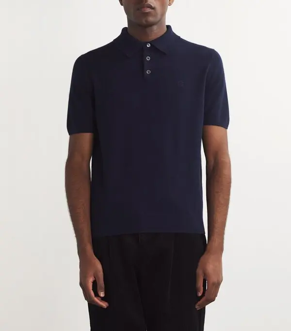 Harrods Cashmere Polo Shirt - Navy