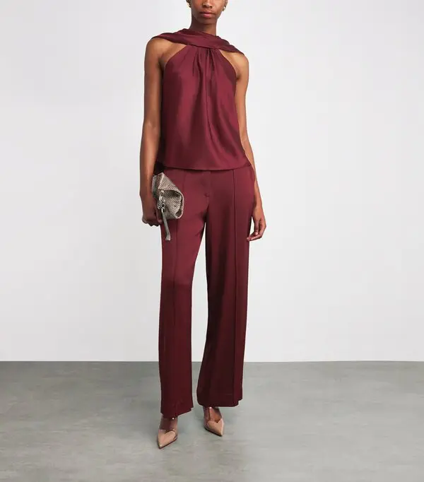 Simkhai Satin Wide-leg Trousers - Red
