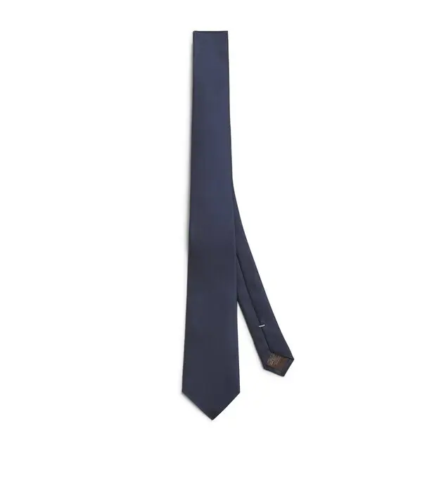 Canali Silk Jacquard Neck Tie - Navy