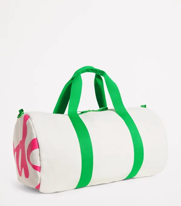 Harrods Cotton Barrel Bag With Logo - Ivory