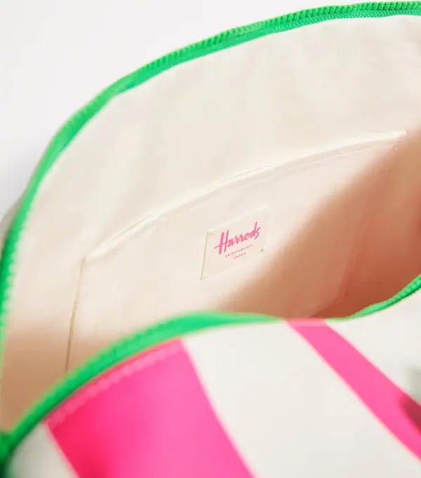 Harrods Cotton Barrel Bag With Logo - Ivory