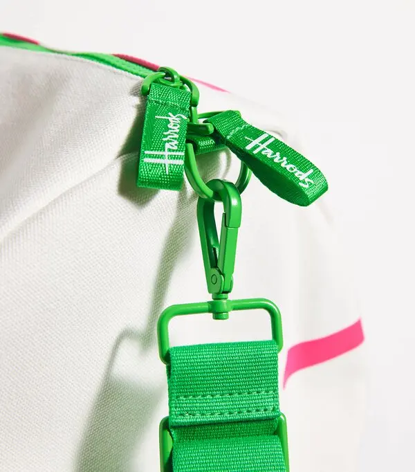 Harrods Cotton Barrel Bag With Logo - Ivory