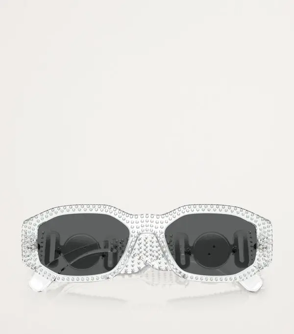 Versace Embellished Rectangle Sunglasses