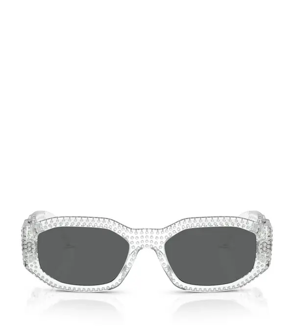 Versace Embellished Rectangle Sunglasses - Clear