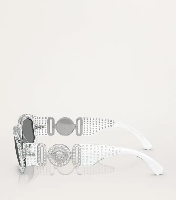 Versace Embellished Rectangle Sunglasses - Clear