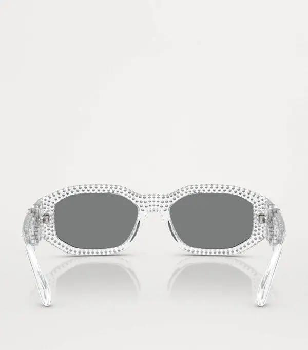 Versace Embellished Rectangle Sunglasses - Clear