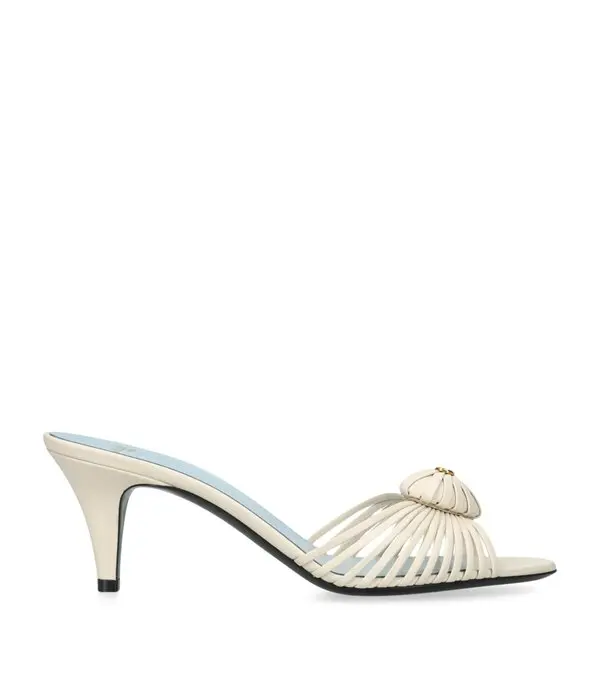 Valentino Garavani Leather Royal Heeled Mules - Beige