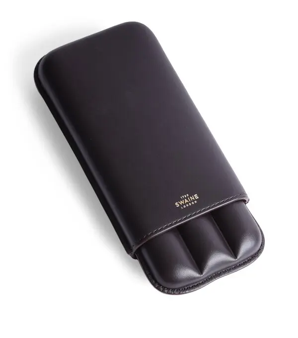 SWAINE Leather Cigar Case - Black