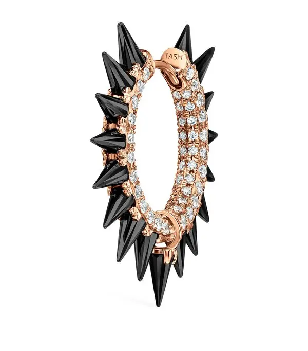 MARIA TASH Moissanite Mohawk And Diamond Pavé Hoop Earring - Rose Gold