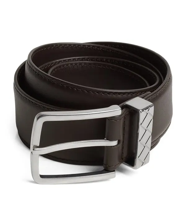 Bottega Veneta Leather Intreccio Loop Belt - Brown