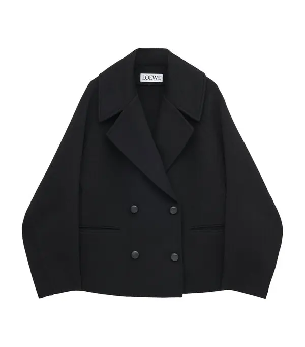 Loewe Wool Double-breasted Short Coat - Black